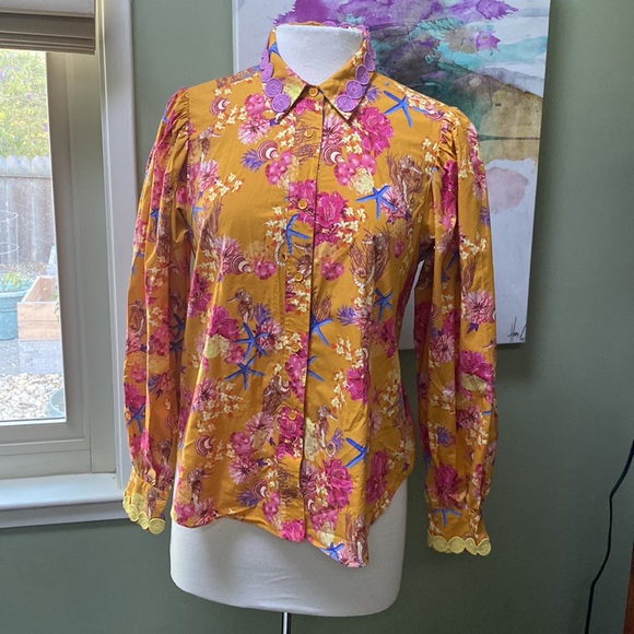 Hale Bob | Tops | Hale Bob Top Ocean And Floral Statement Top Bold And ...